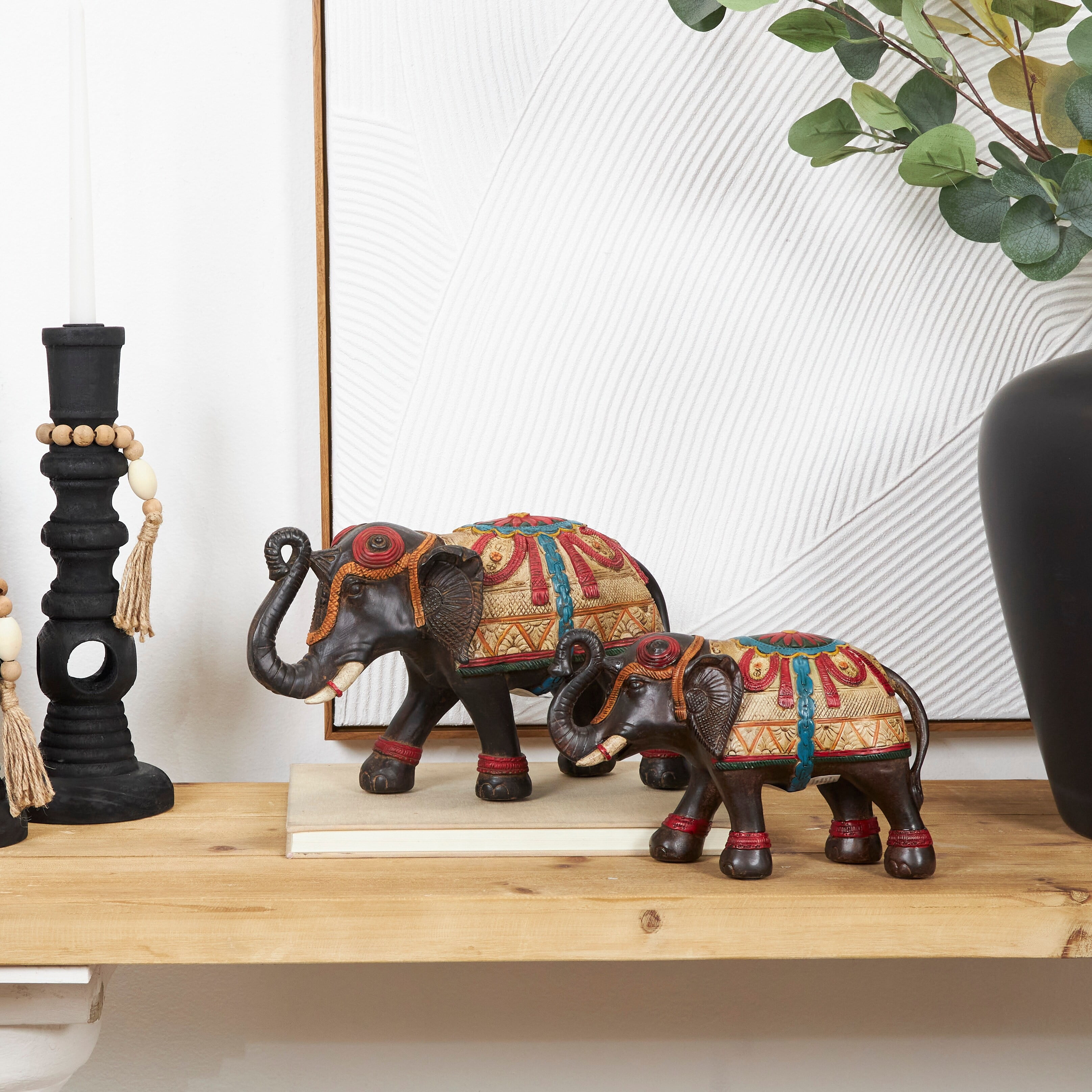 Studio 350 Multi Colored Resin Decorated Elephant Sculpture with ...