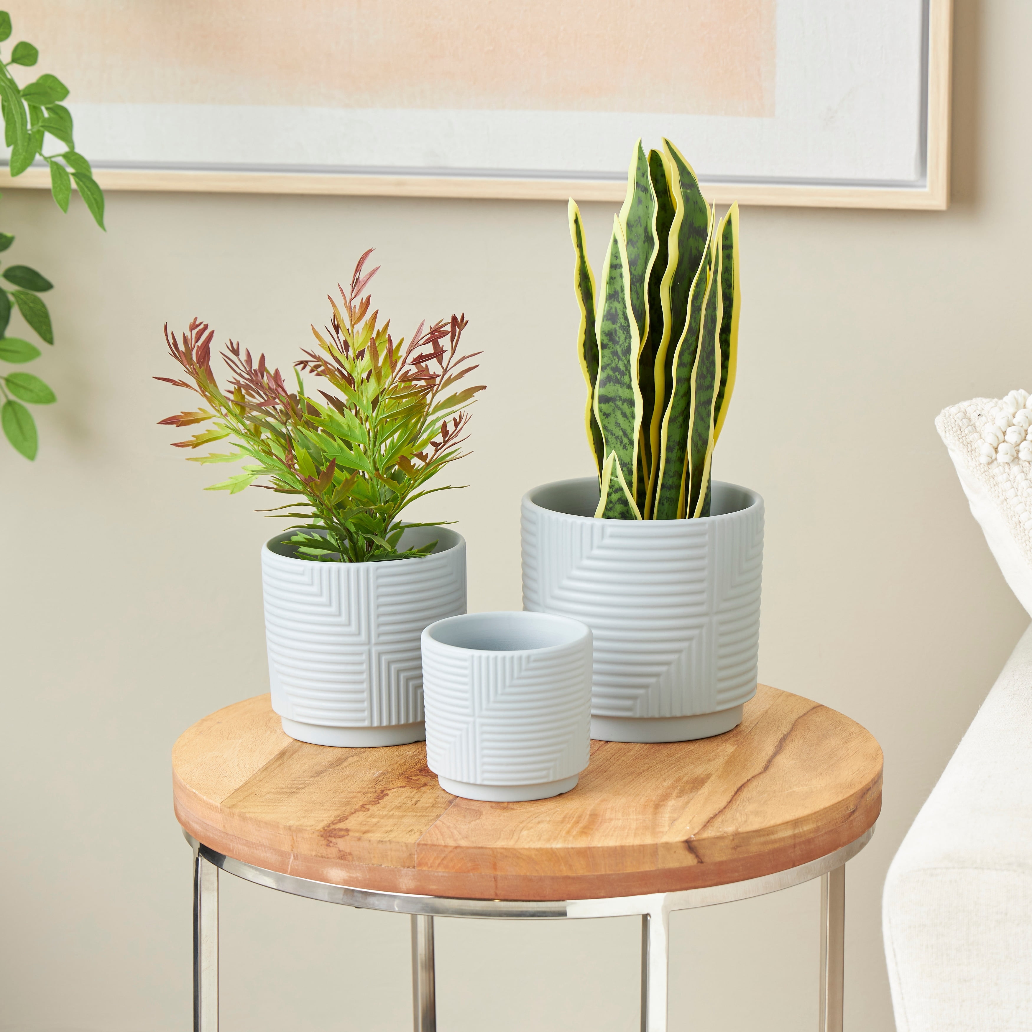 Studio 350 Pink or Gray Geometric Planter with Layered Square Shaped ...