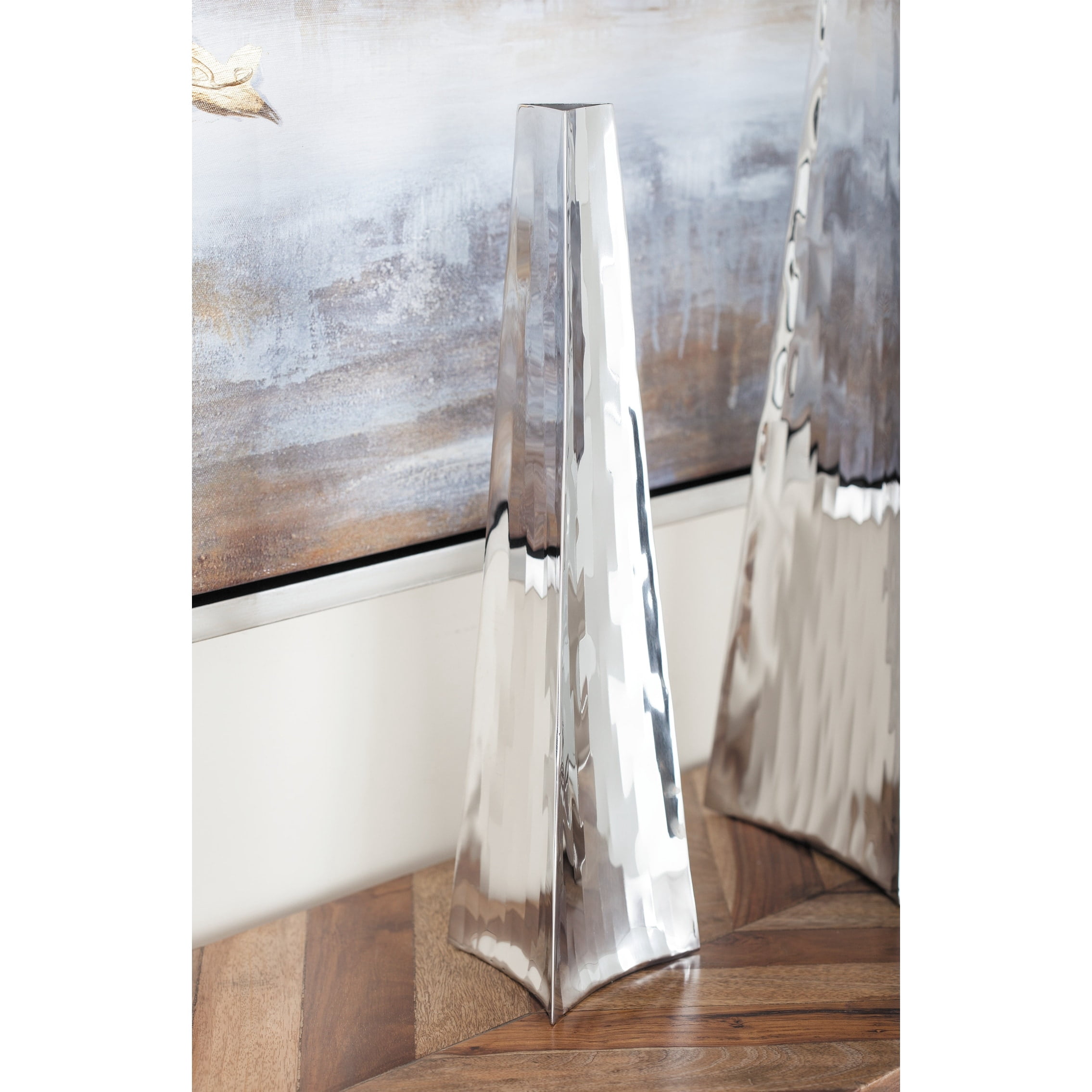 ARCILLA ELEMENTAL Silver Stainless Steel Metal Hammered Decorative Vase ...