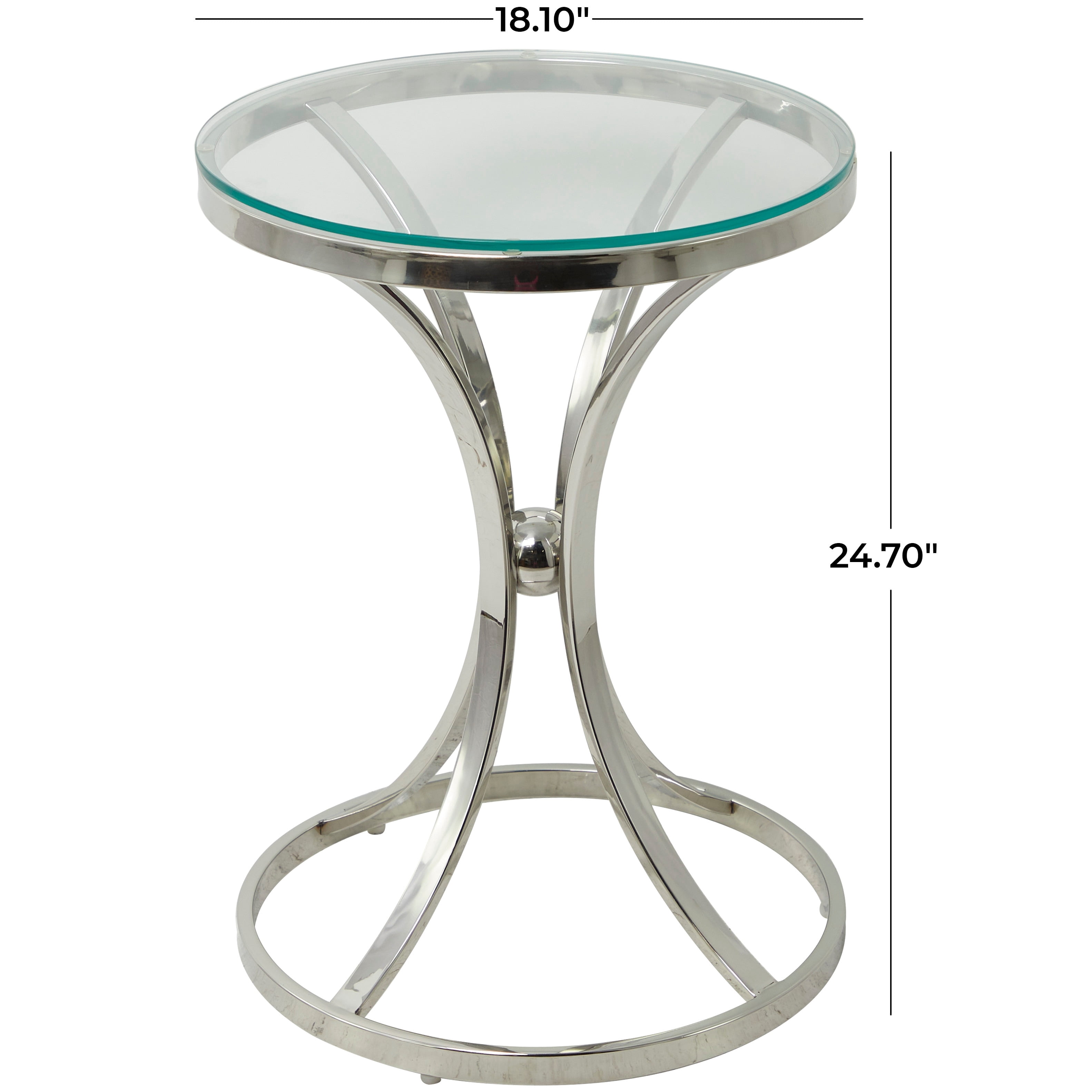 Studio 350 Stainless Steel Contemporary Accent Table Silver Glass - Walmart.com
