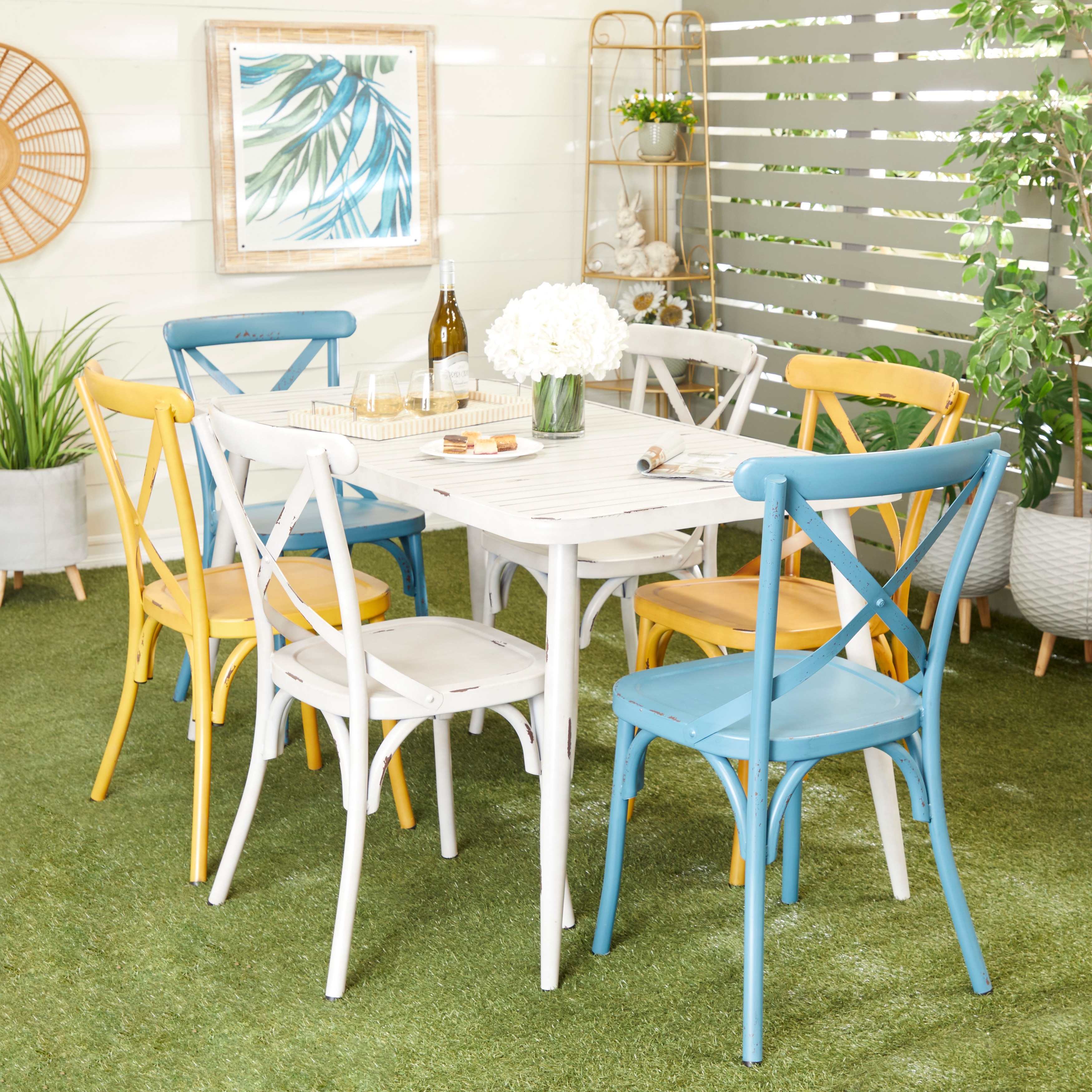 Studio 350 White Aluminum Farmhouse Outdoor Dining Table 59 x 28 x 30 ...