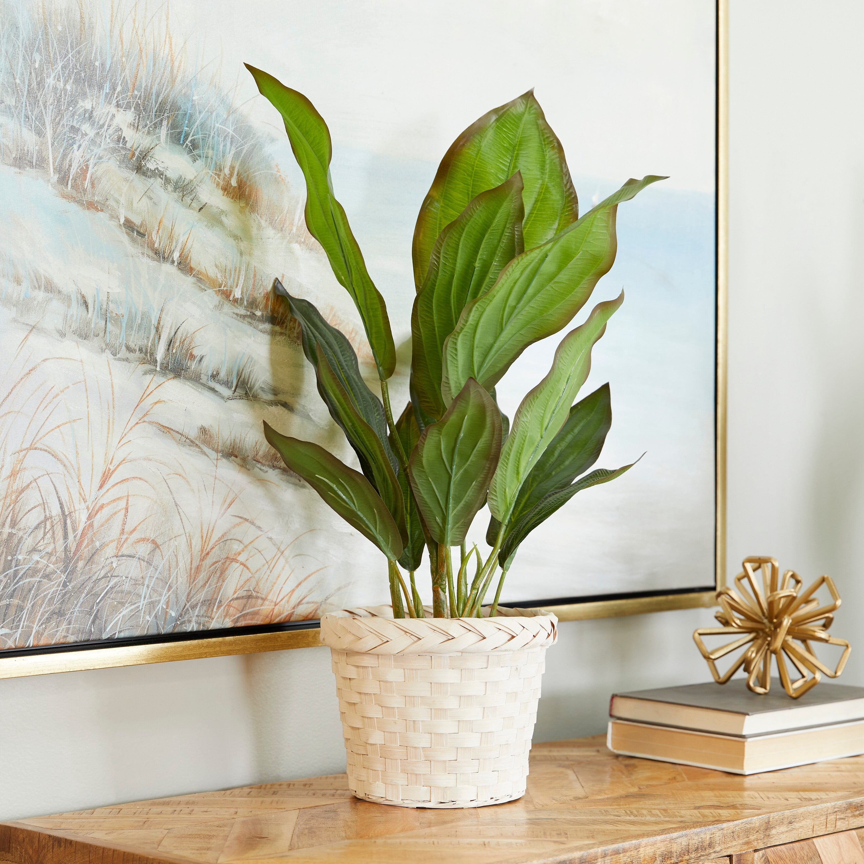 Studio 350 White Bamboo Coastal Artificial Foliage - 24 x 17 x 13 ...
