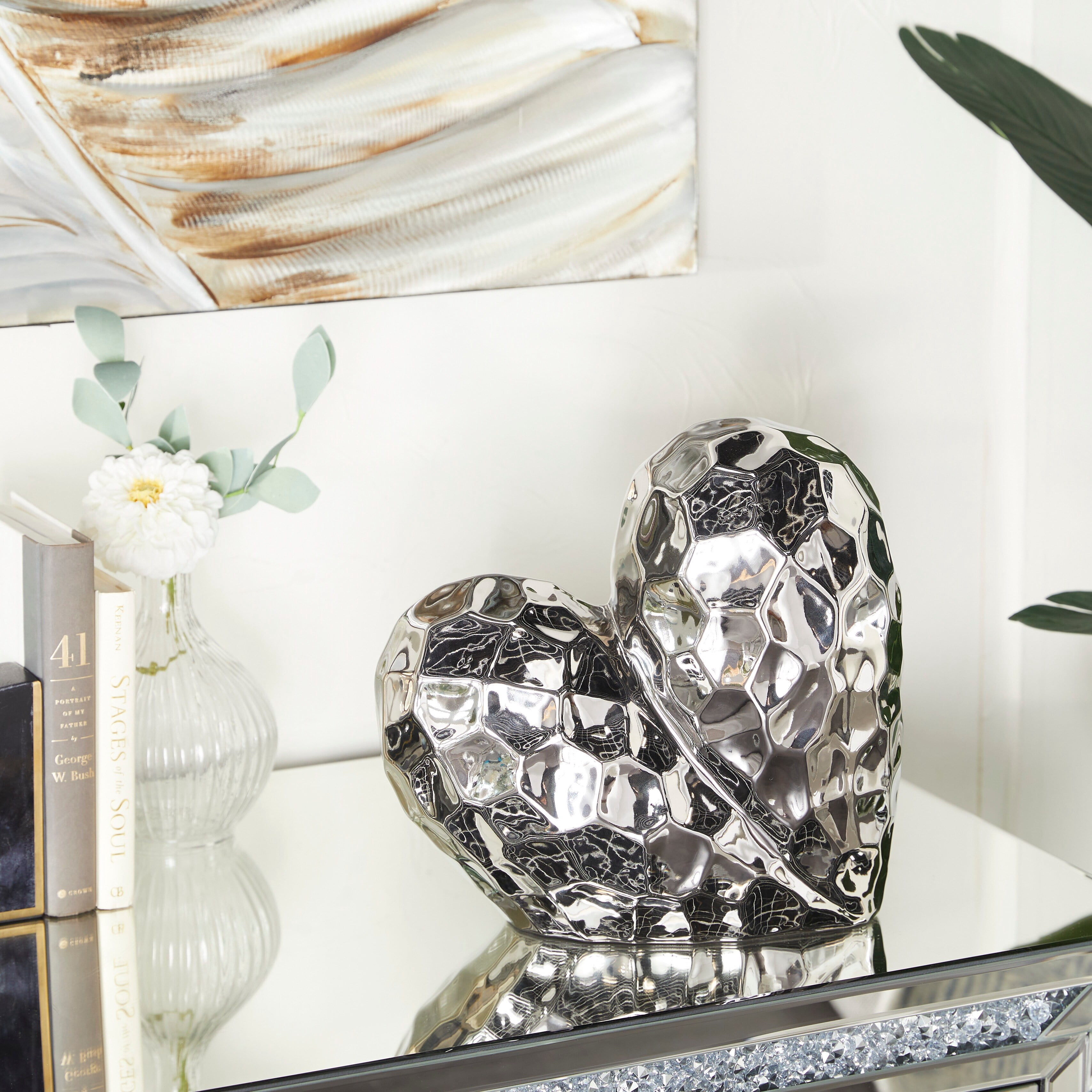 Studio 350 Porcelain Ceramic Dimensional Angled Origami Inspired Heart ...
