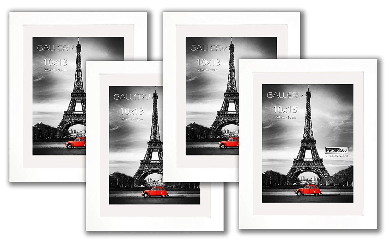 Studio 500 10" x 13" Pine/Wood Wall Mounted Piture Frames, White, 4 ...