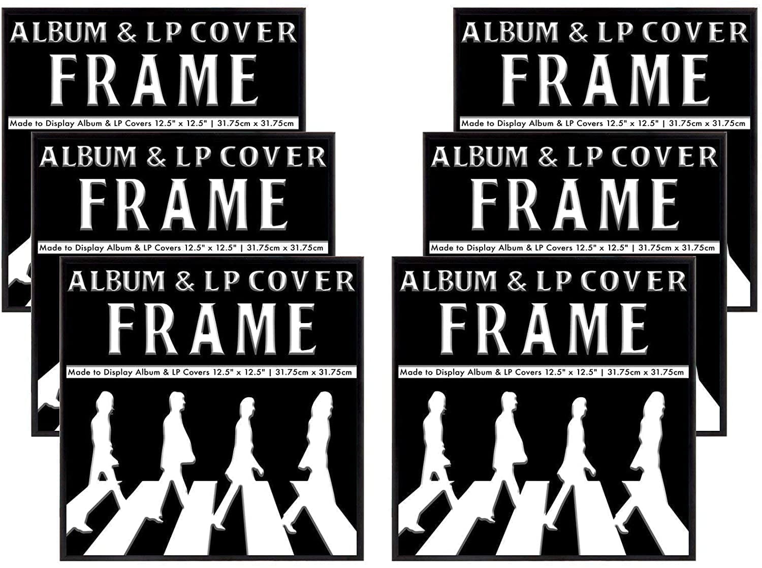 "6PC LP & Album Cover Frames Set: Acrylic & Wood Holders - For 12.5"" x ...