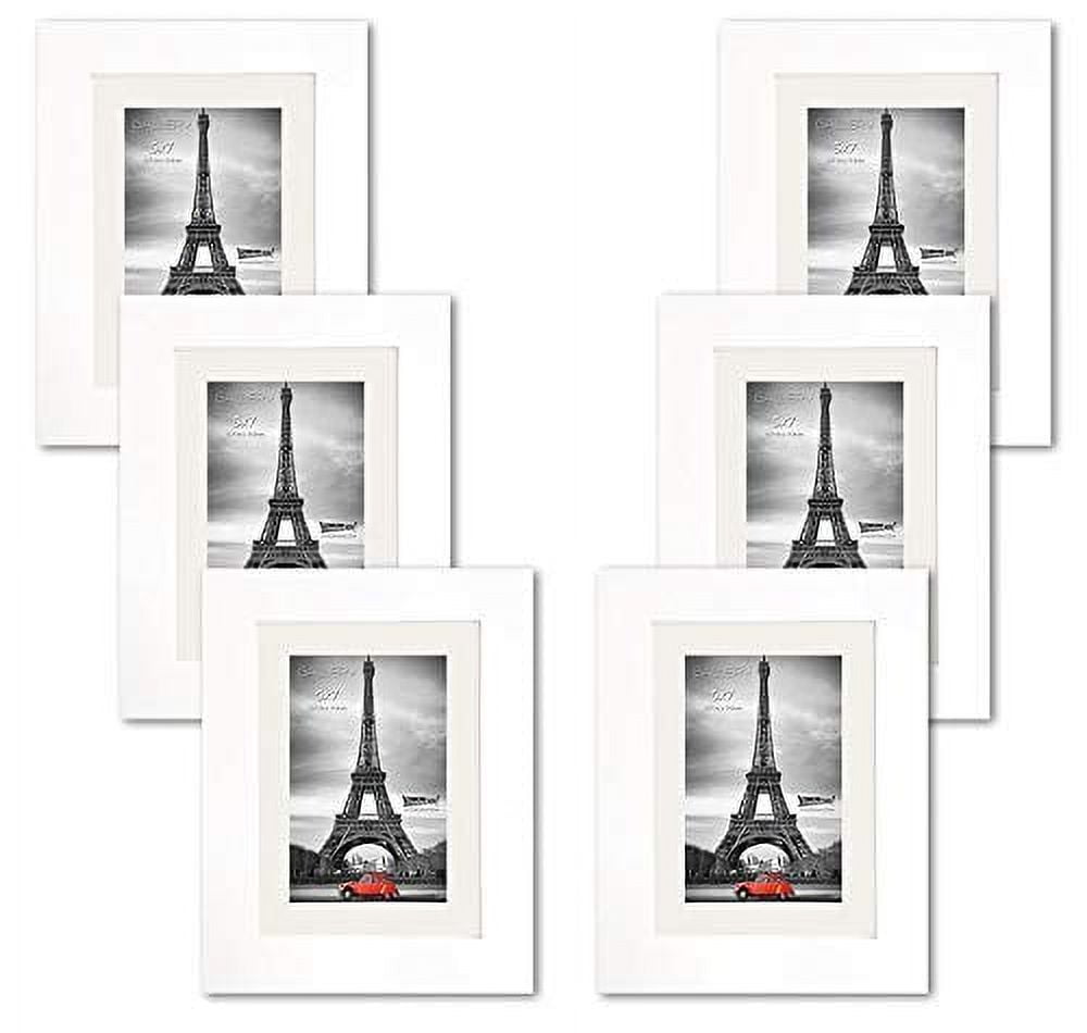 Studio 500 5 x 7 Smooth Real Wood White Tabletop or Wall Mounted Frames ...