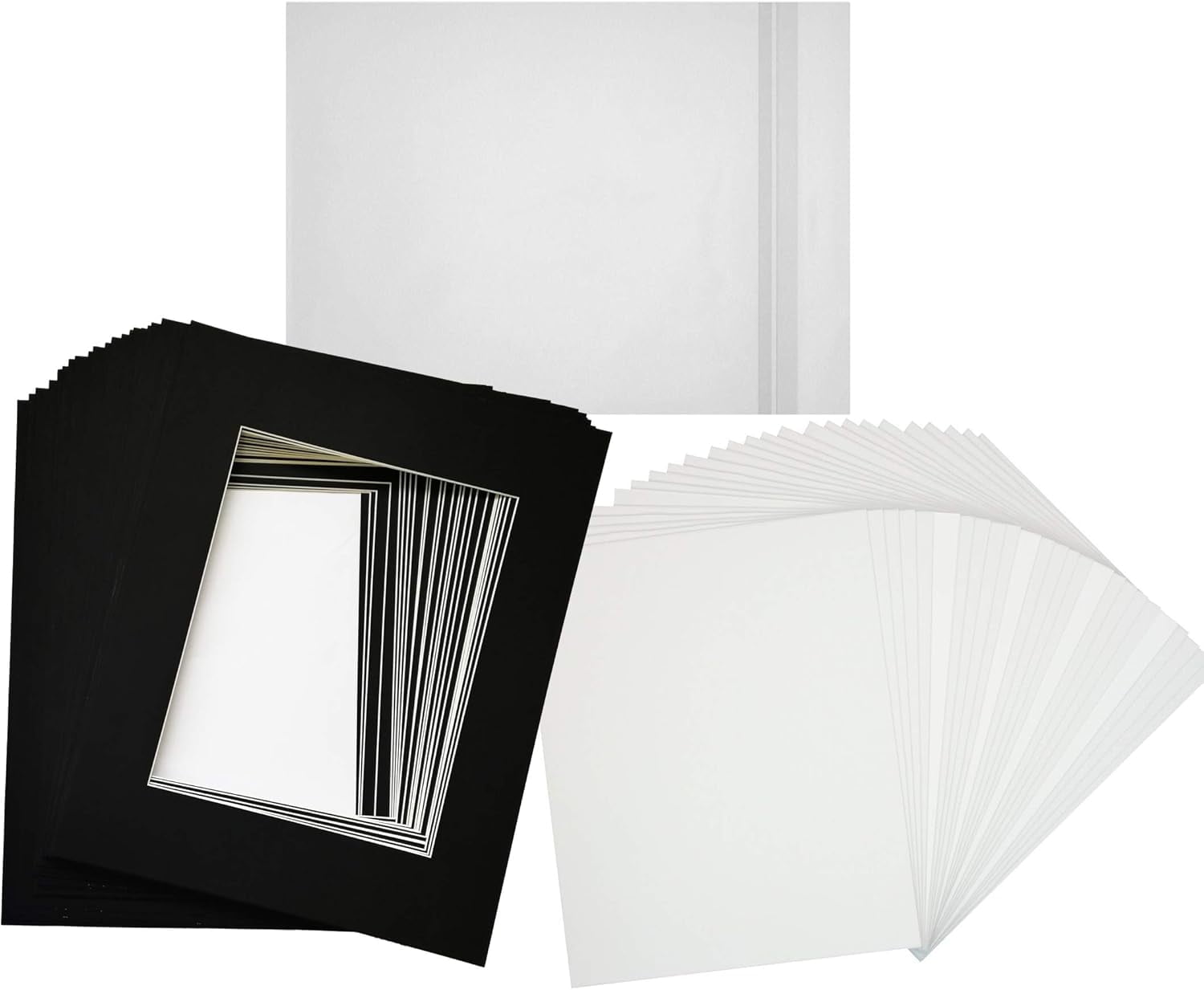 Studio 500 Pack of 25 Black Pre-Cut 16x20 Picture Mat for 11x14 Photo ...