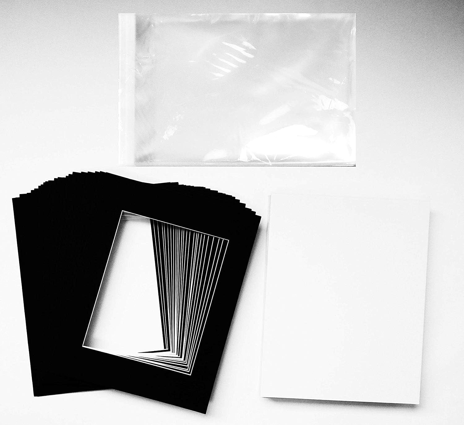Studio 500 Mat Collection includes 25 8x10 Black Pre-Cut Mats, 25 White ...