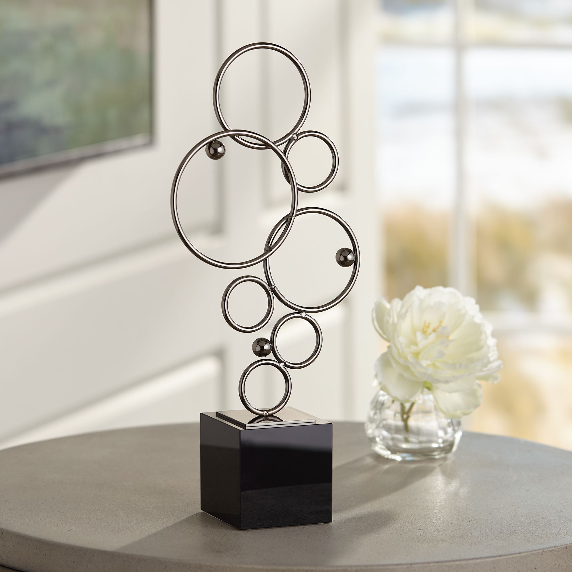 Studio 55D Bubbly 15" High Glossy Black Metal Sculpture - Walmart.com