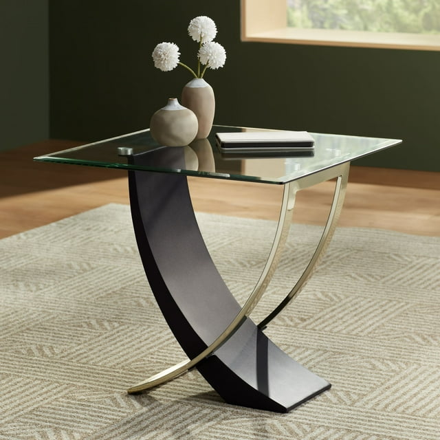 Studio 55D Modern Black Square Accent Side End Table 24" Wide Brushed ...