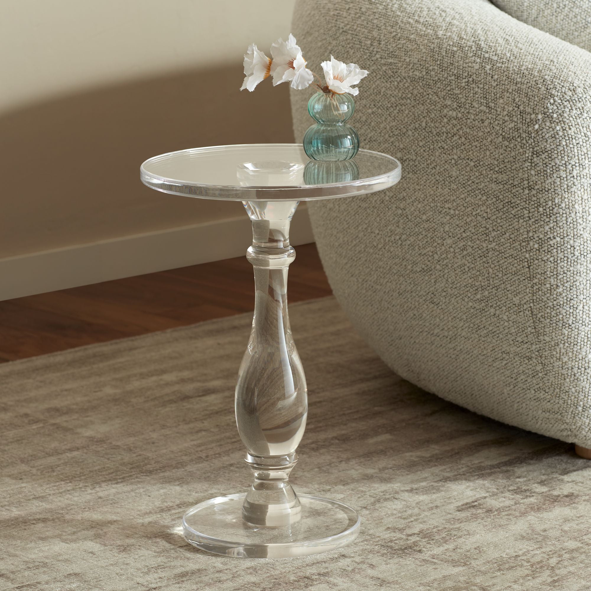 Studio 55D Rosaline 13 1/4" Wide Clear Acrylic Pedestal Side Table ...