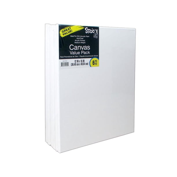 Studio 71 White Bulk Stretched Canvas Value Pack, 12 x 16 Inches, 6 ...
