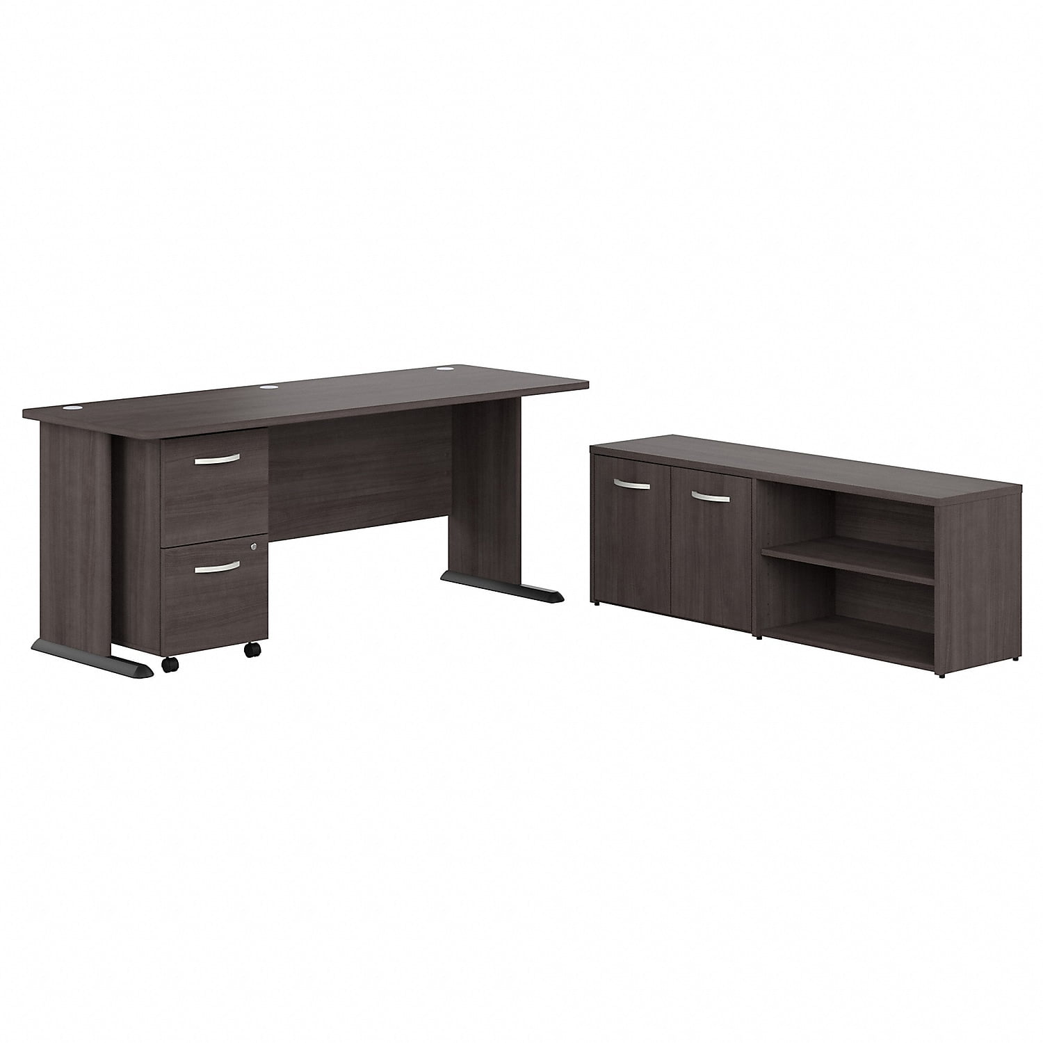 Studio A 72W Desk with Drawers and Storage in Storm Gray - Engineered ...