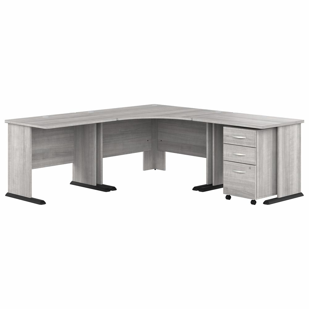 Studio A 83W Large Corner Desk with Drawers in Platinum Gray ...