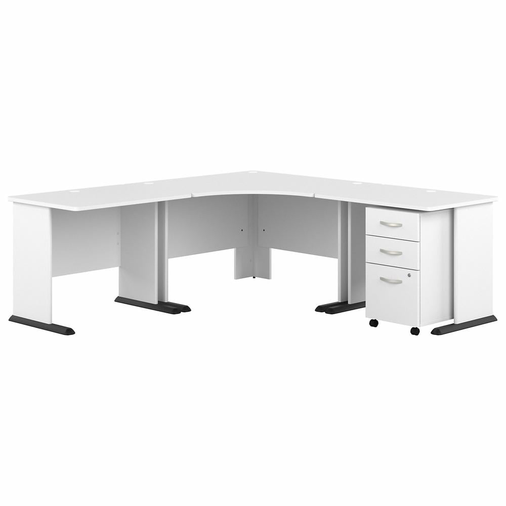 Studio A 83W Large Corner Desk with Drawers in White - Engineered Wood ...