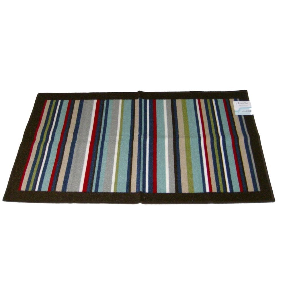 Studio A Striped Throw Accent Rug Brown Blue Green Gray Red Stripes Mat ...
