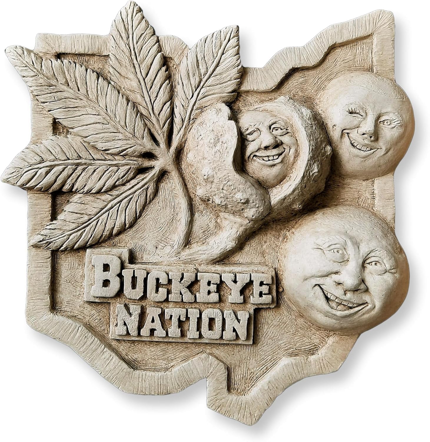 Studio Buckeye Nation Sculpture - Stone Plaque with Buckeyes, State of ...