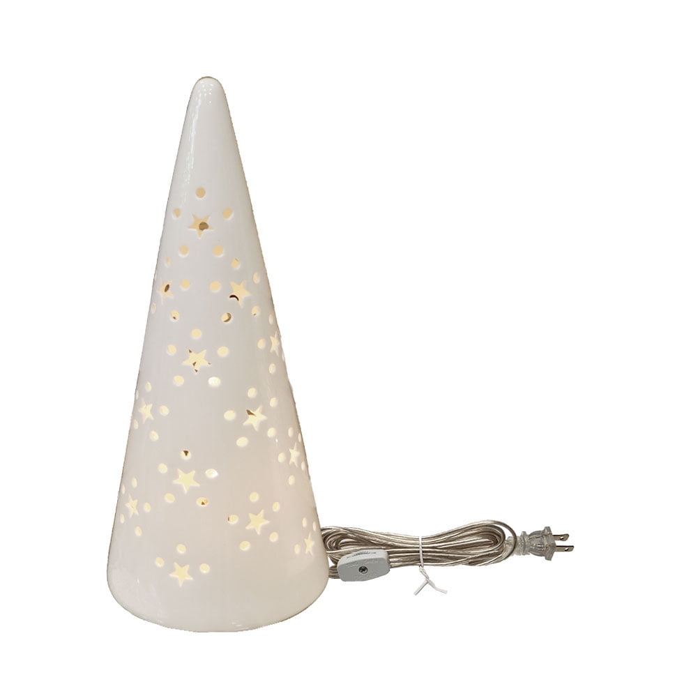Studio By J. Hunt White Ceramic Star Cut Out Tree, Light Up, Plug In ...