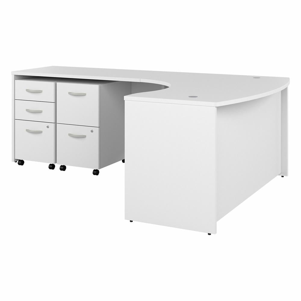 Studio C 60W Left Hand L-Bow Desk with Drawers in White - Engineered ...