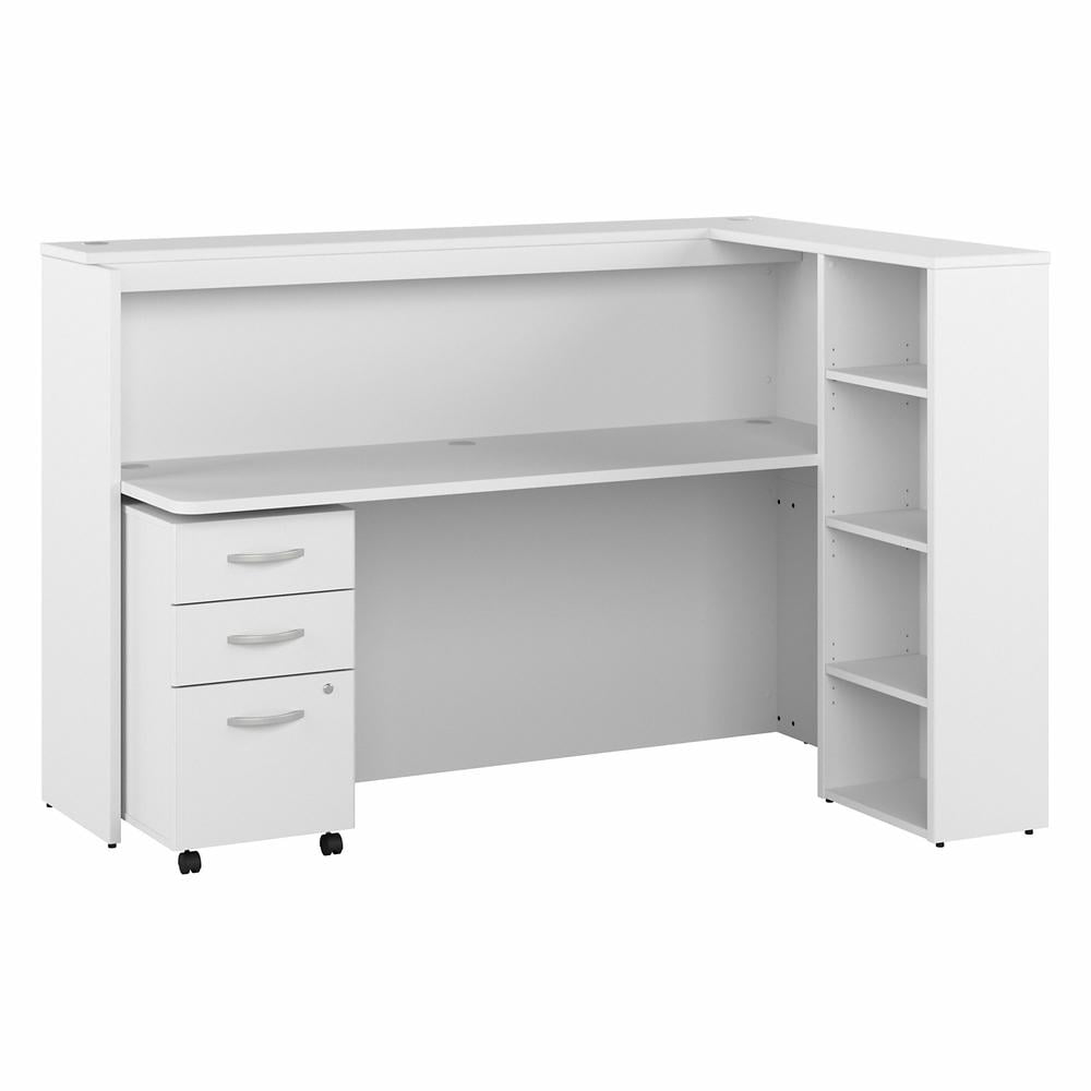 Studio C 72W Cubicle Desk with Shelves & Drawers in White - Engineered ...