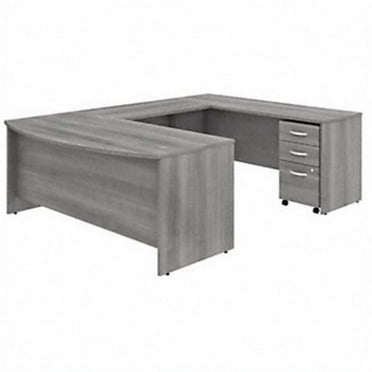 Studio C 72W x 36D U Desk with Hutch and Drawers in White - Engineered ...