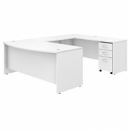 Atlin Designs Modern Wood U-Shaped Computer Desk with Hutch in White ...