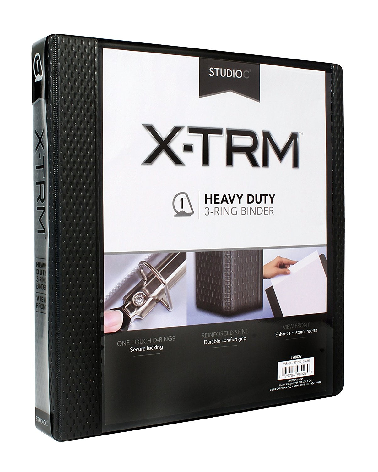 Studio C X-TRM Heavy Duty 1" Vinyl D-Ring Binder, Black, 11.5" x 10.5 ...