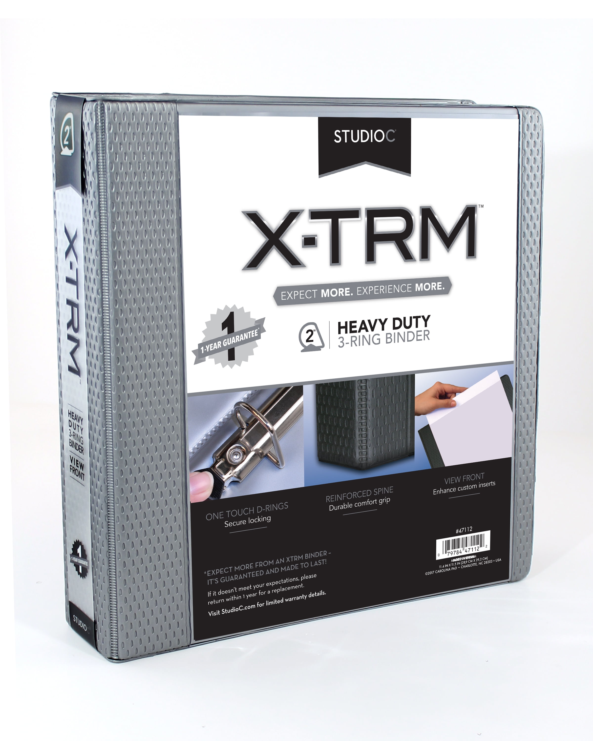 Studio C Xtrm 2 inch Silver Heavy Duty View Binder - Walmart.com