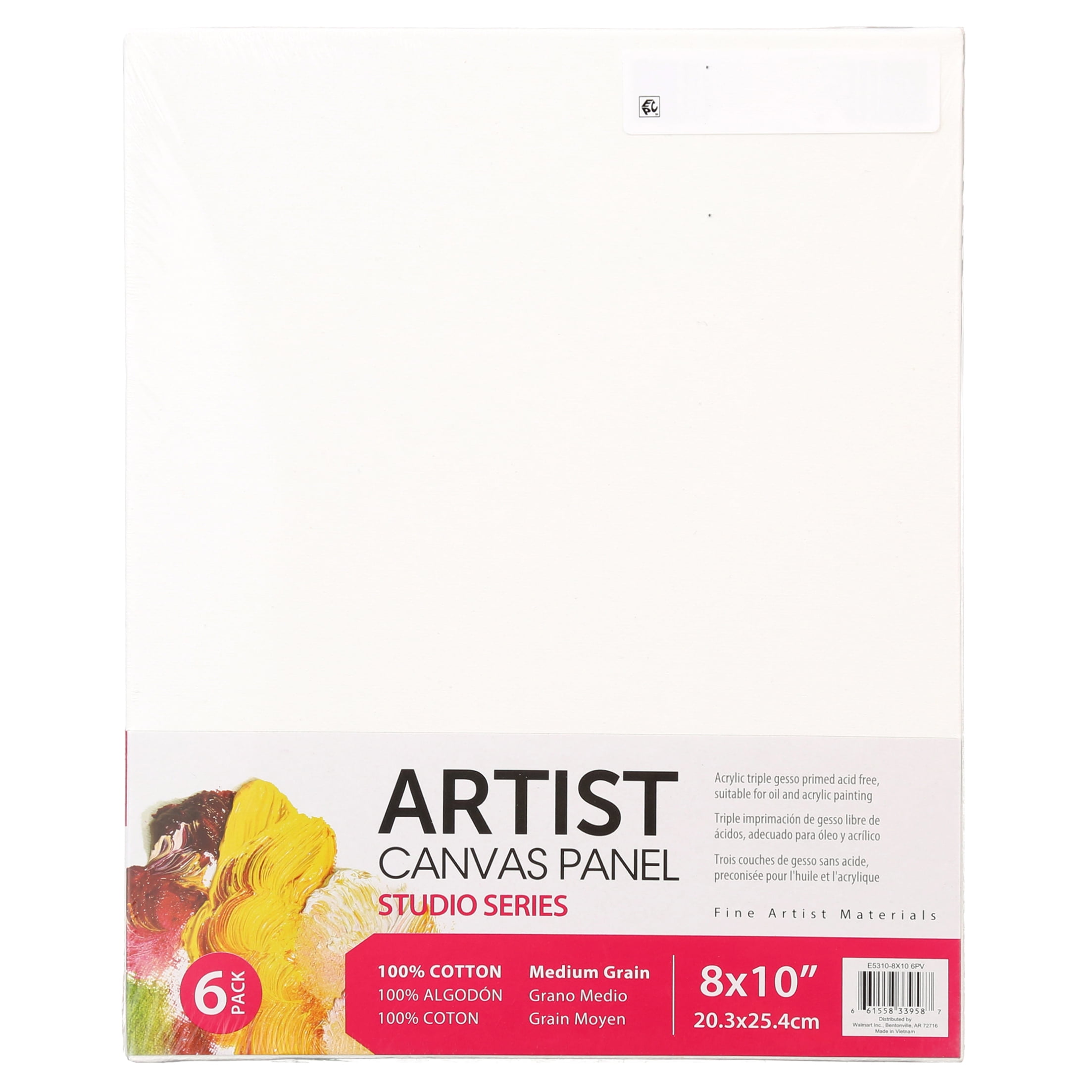 Studio Canvas Panel, 8"X10", 6 Pack, 100% Cotton Acid Free, White ...