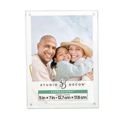 Studio Décor Expressions Clear Acrylic Float Frame with Gold Metal ...