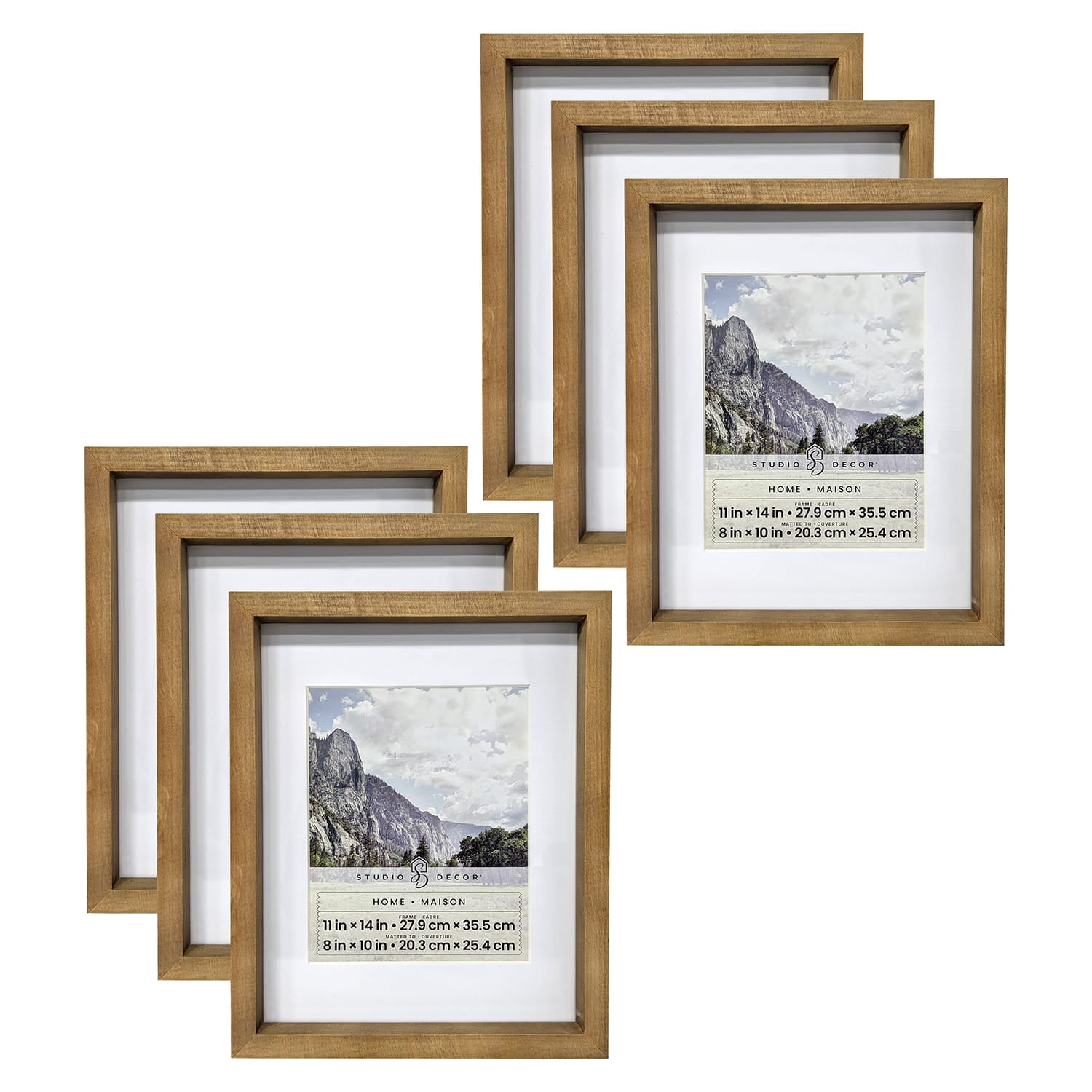 Studio Decor Home Natural Walnut Stain Wood Frame with Mat, 6 Pack ...