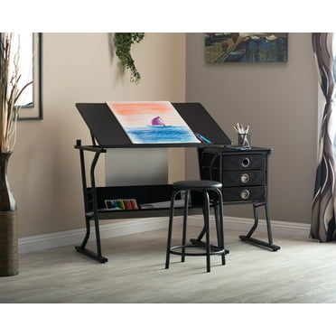 Sew Ready Mobile Fabric Cutting Table with Storage 30" H in Charcoal ...