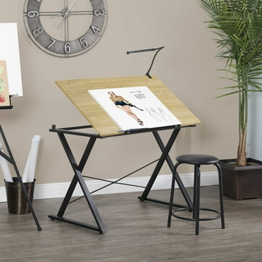 Studio Designs Steel Rolling Drawing Drafting Table with Stool Set ...
