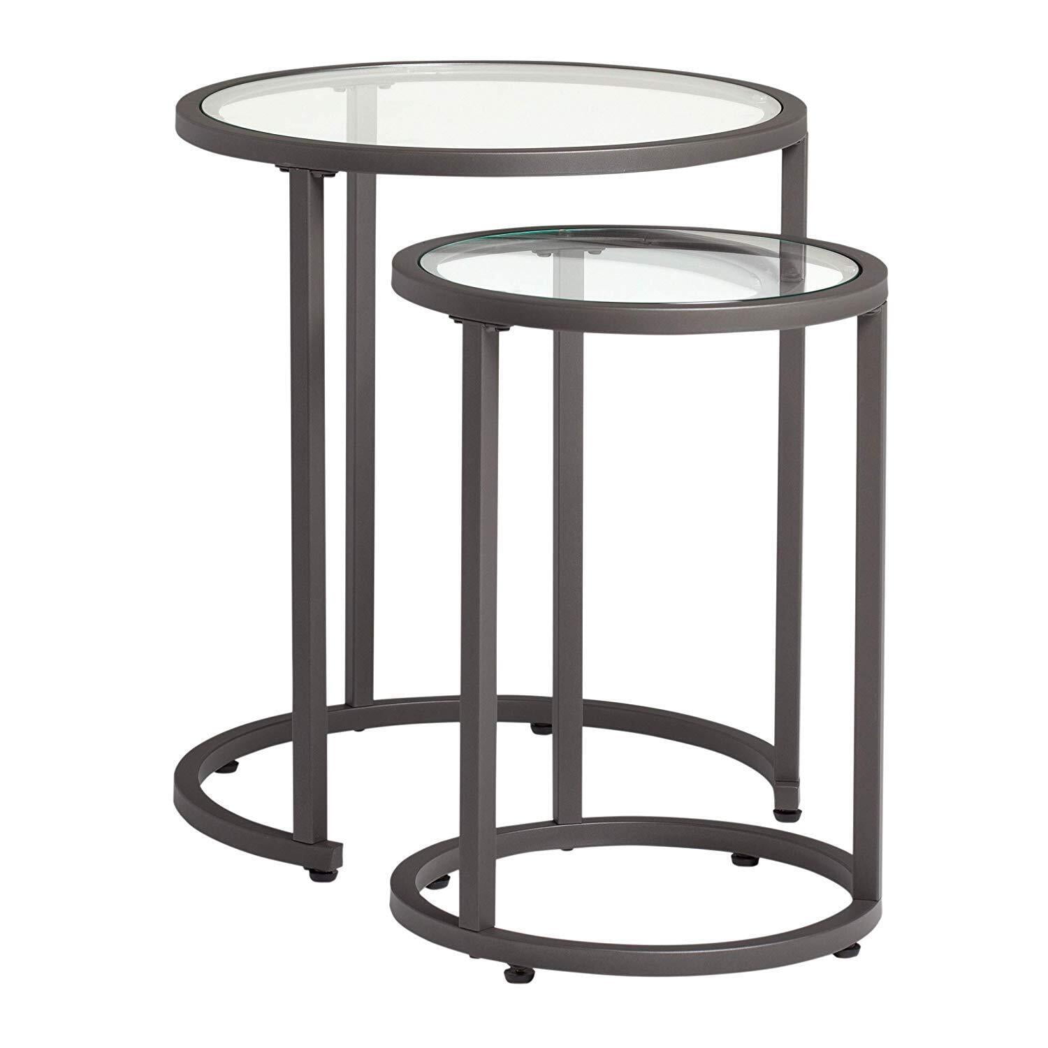 Studio Designs Camber Modern Round Nesting End Tables, Pewter Metal ...