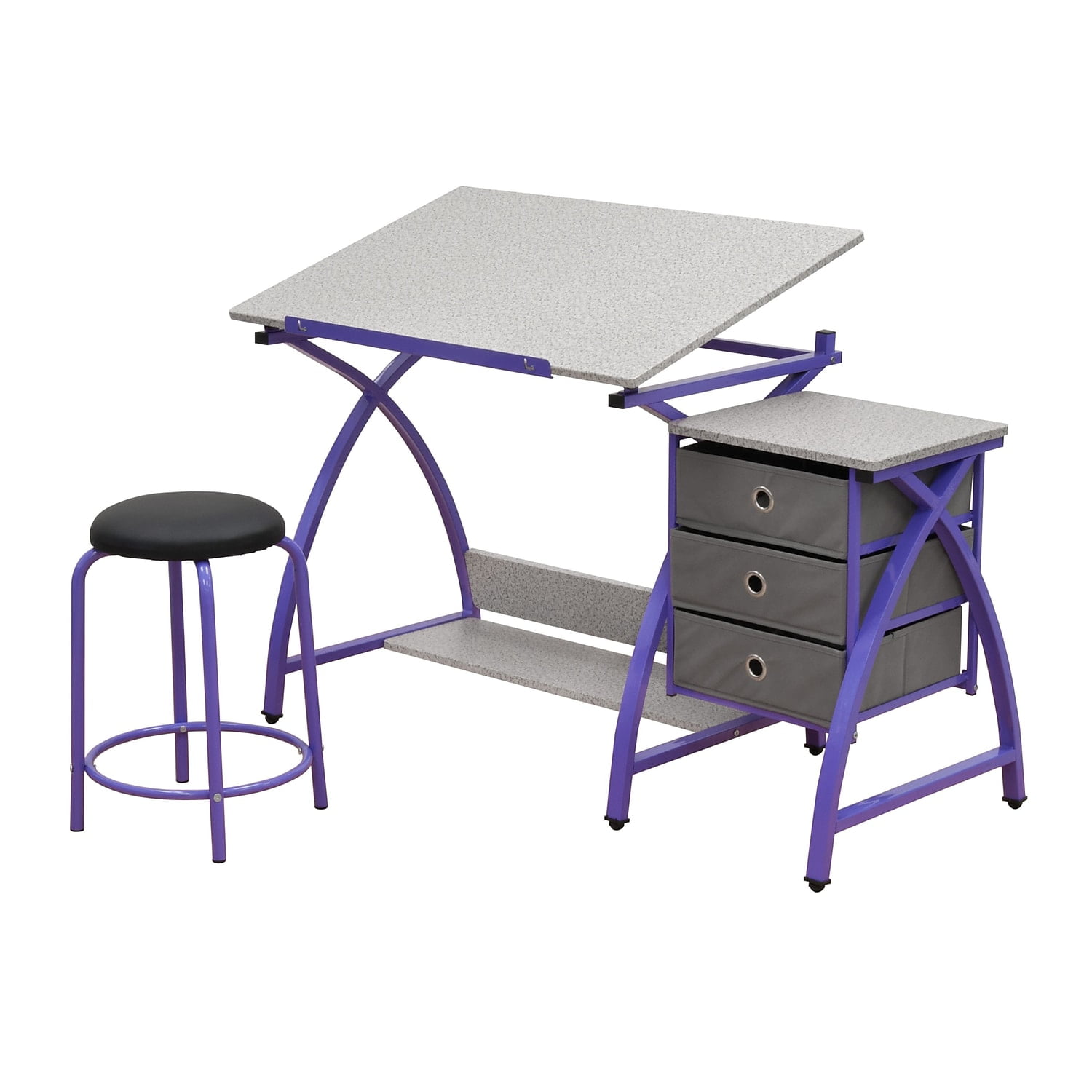 Studio Designs Comet 2-Piece Metal Drafting Table Set, Purple - Walmart.com