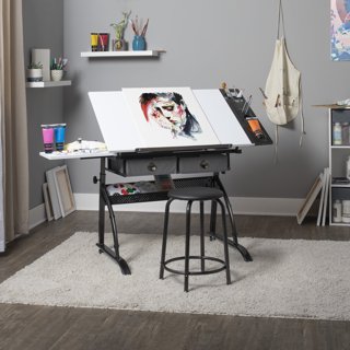 Studio Designs 47.75W Laminate Fusion Craft Center Drafting Table White ...