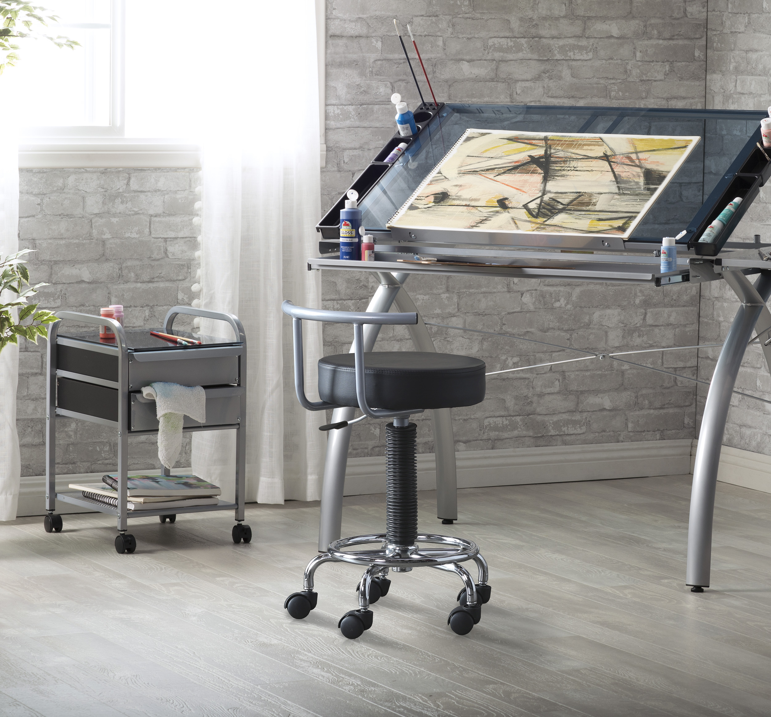 Studio Designs Futura Height Adjustable Low Back Office Stool with ...