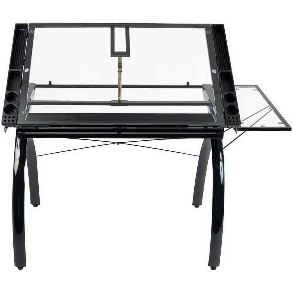 Studio Designs Futura Metal Drafting Table with Glass Top, Black ...