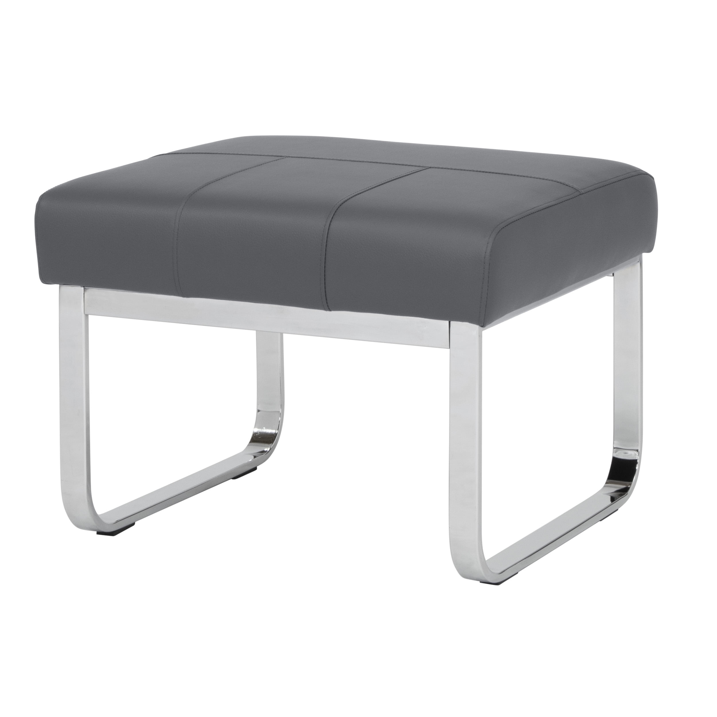 Studio Designs Home Allure Modern Blended Leather Ottoman, Gray ...