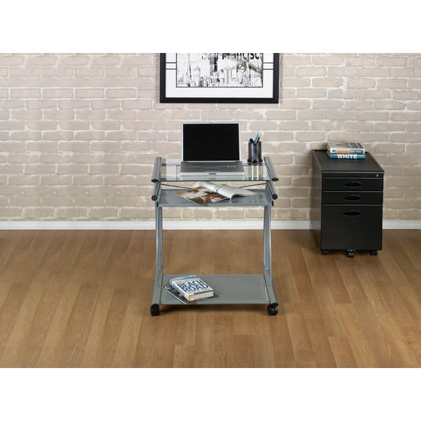 Studio Designs L Cart Compact Computer Cart with Storage and Keyboard ...