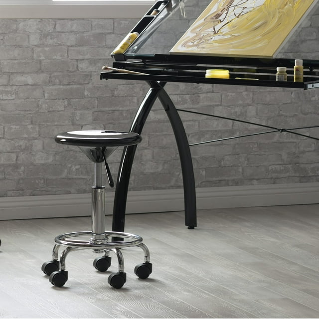 Studio Designs Round Studio Stool - Chrome - Black - Walmart.com