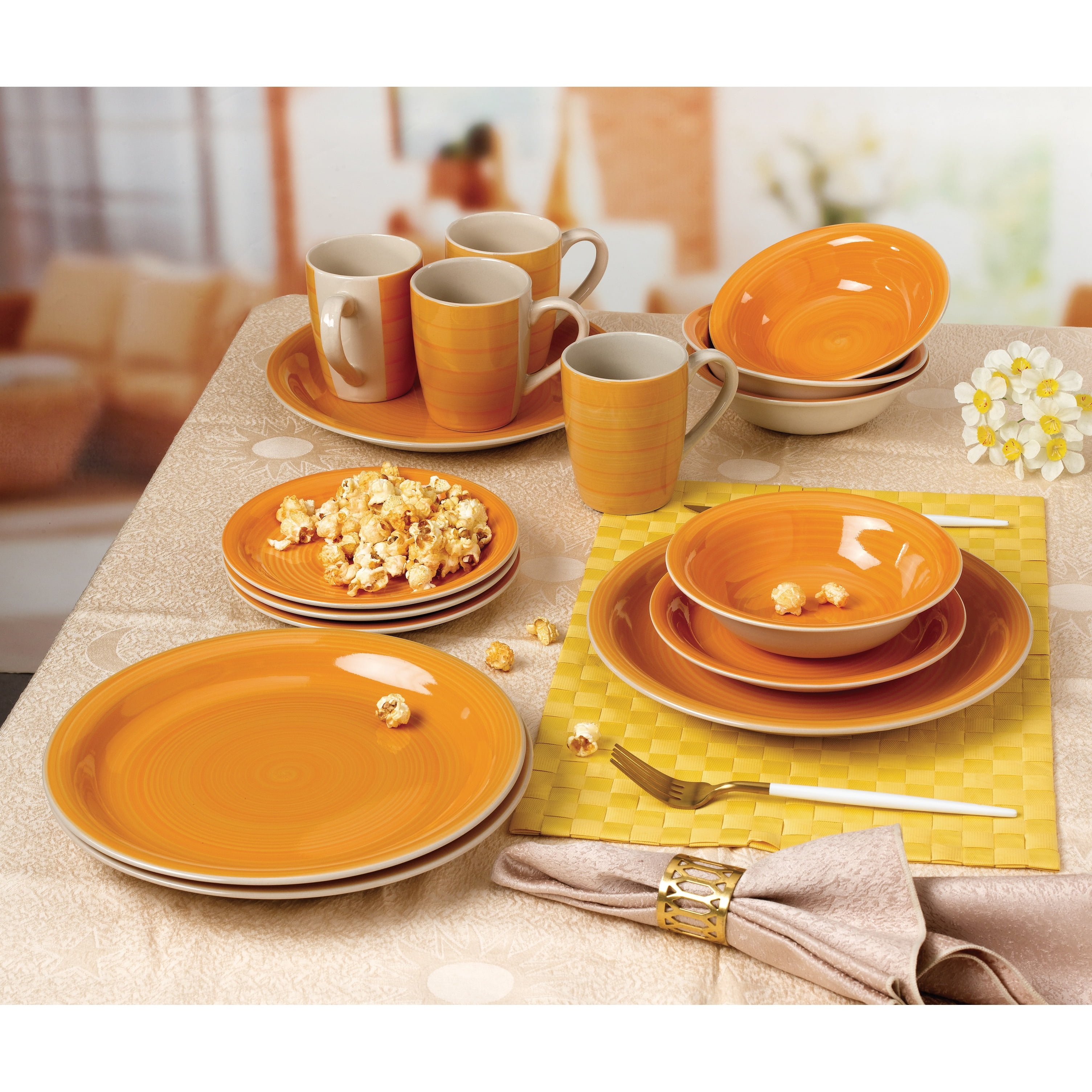 Studio Dinnerware 16 Piece Hand Painted Color Dinnerware Set, Service ...
