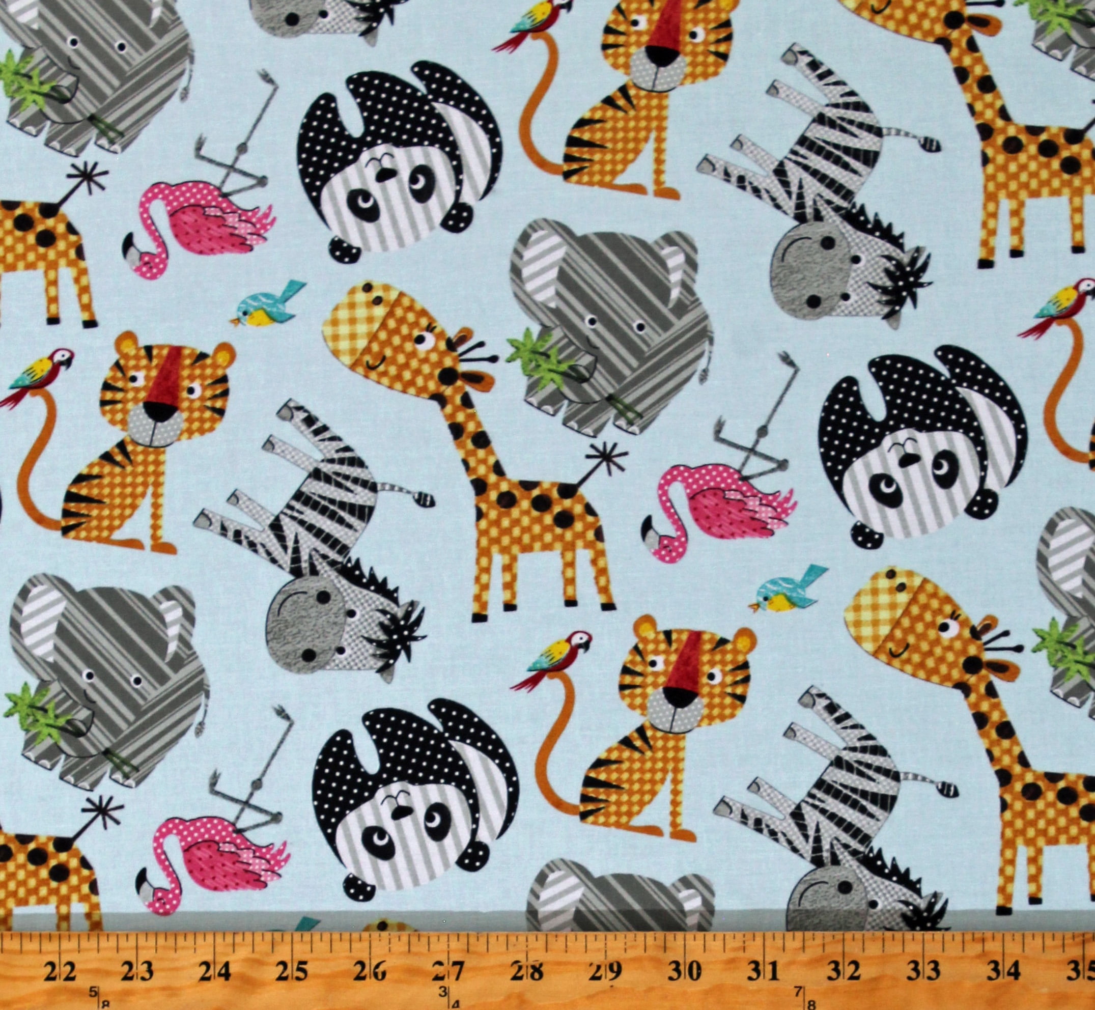 Studio E At The Zoo Tossed Zoo Animals Multi Cotton Fabric By Yard ...
