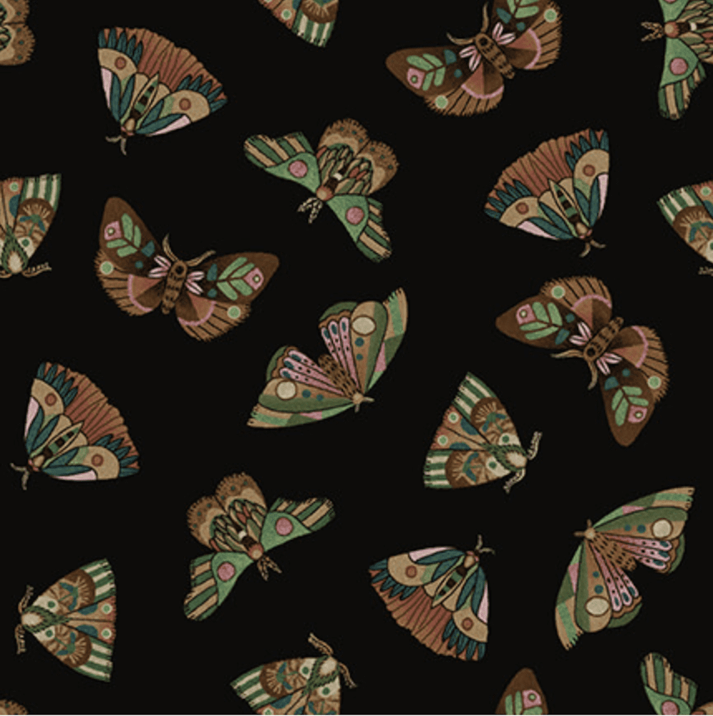 Studio E Dark Forest Tossed Moths Dk Chocolate Cotton Fabric by The ...