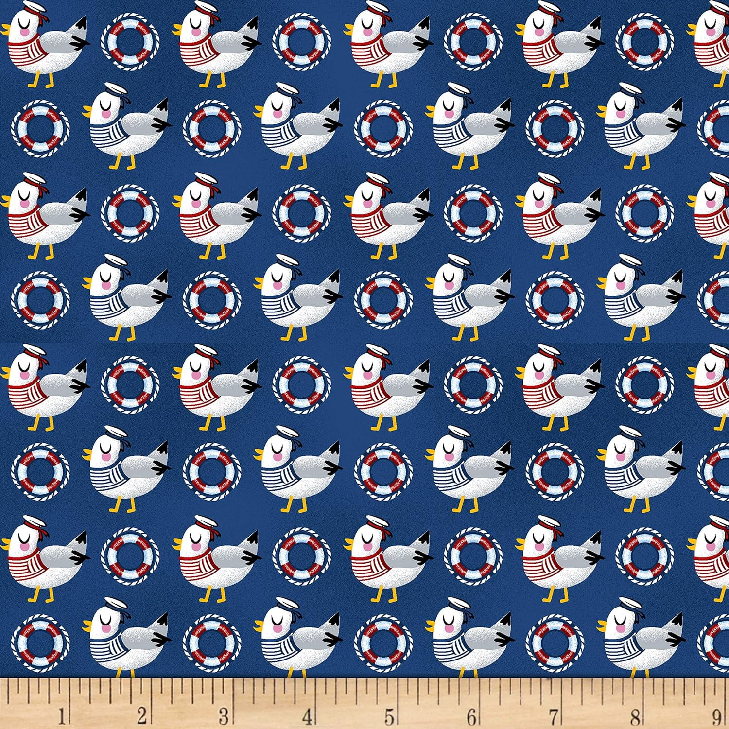 Studio E Fabrics A Whale Of A Time Seagulls Medium Blue Quilt Fabric 100% Cotton Fabric sold by ...