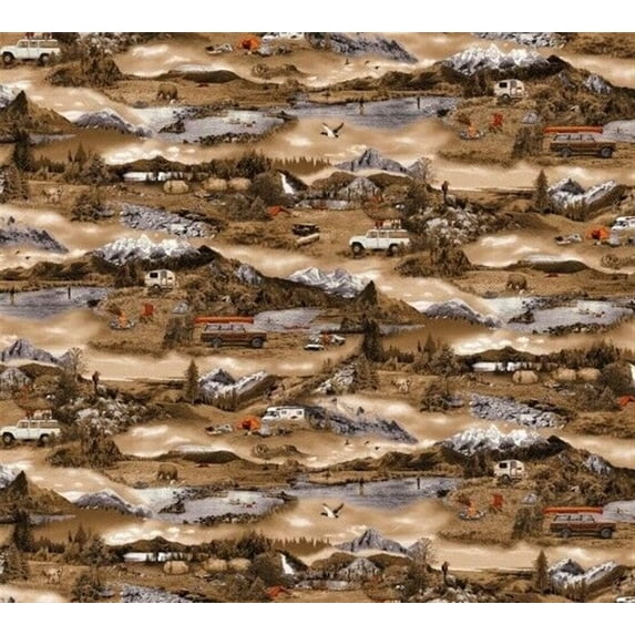 Studio E Fabrics 44" Cotton Parks Recreation Camping RV Mountain Scene ...