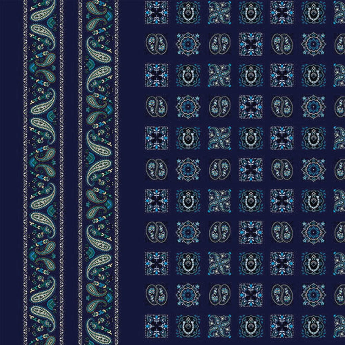 Studio E Fabrics Wild West Bandana Double Border 24 by 44 Blue ...