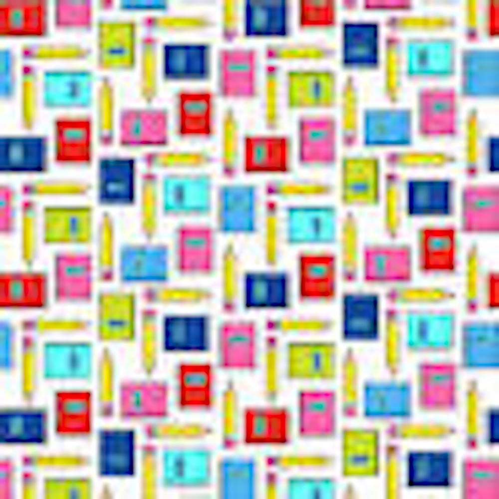 Studio E It's Elementary Notebooks & Pencils White Cotton Fabric By The ...