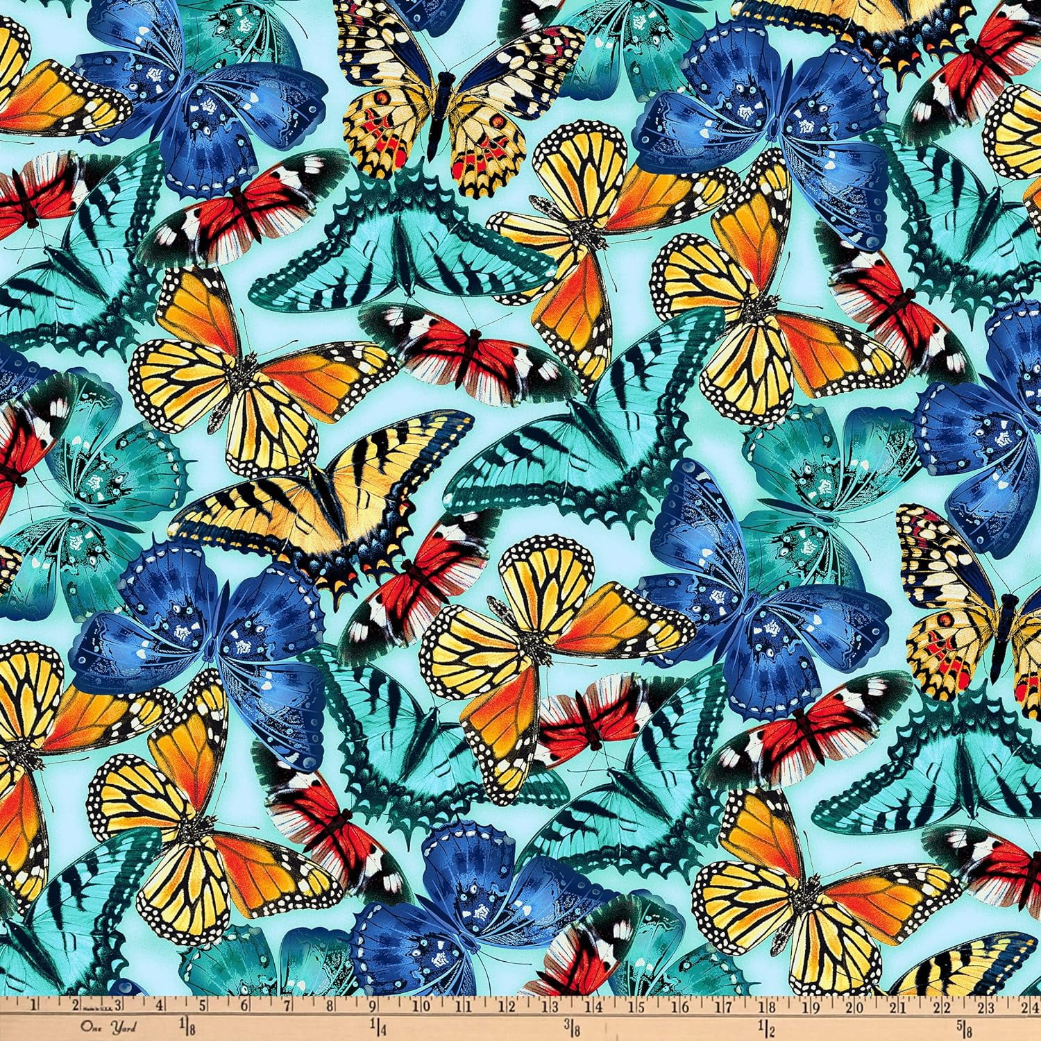 Studio E fabrics Butterfly Vortex Large Butterfly Blue Quilt 100% ...