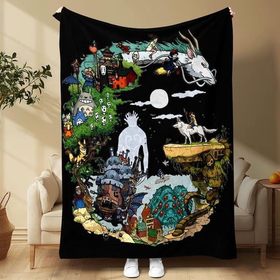Studio Ghibli Characters Pattern Blanket, 1 Count Soft, Air-conditioned ...